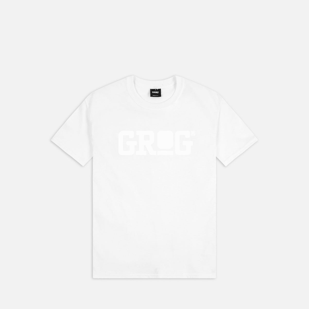 Grog Classic Logo T-shirt, White/White